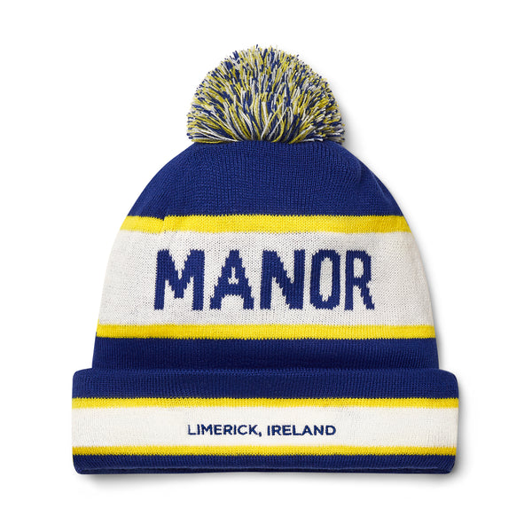 2027 Ryder Cup New Era Text Bobble Hat Blue/Yellow Beanie - The ...